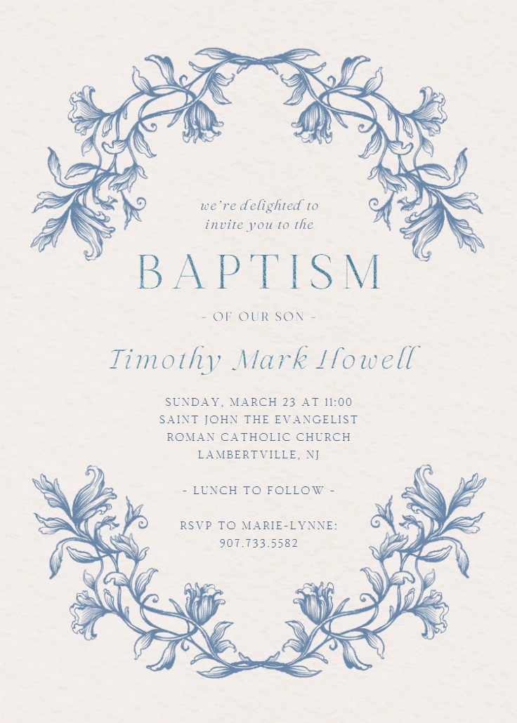 Etched Frame - Baptism & Christening Invitation Template | Greetings Island