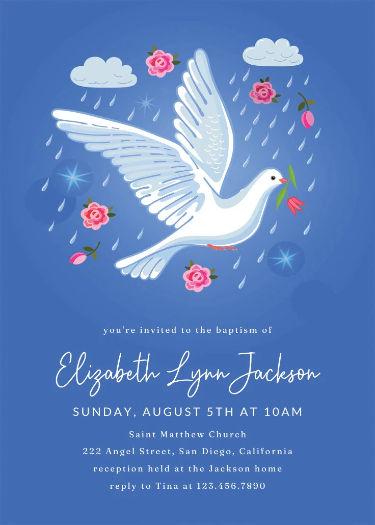 Flying Dove - Baptism & Christening Invitation Template (Free ...