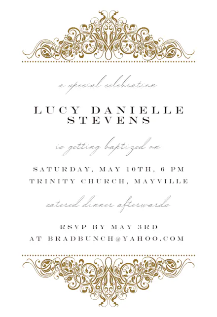 Billowing Border - Baptism & Christening Invitation Template ...