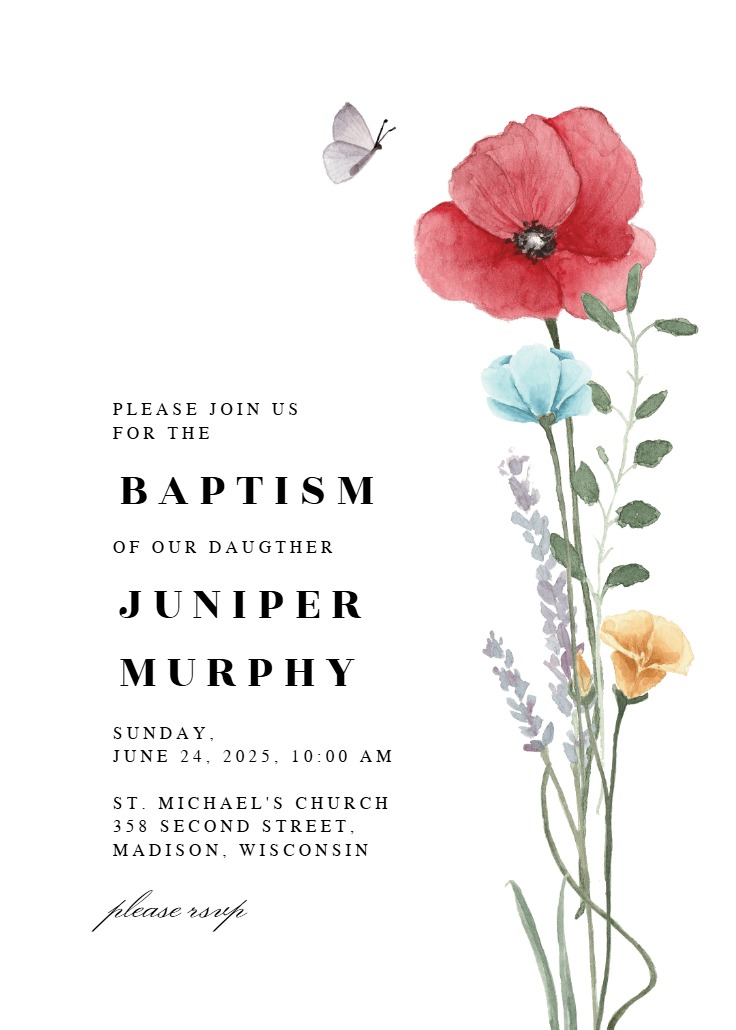 Meadow bouquet - Baptism & Christening Invitation Template | Greetings ...