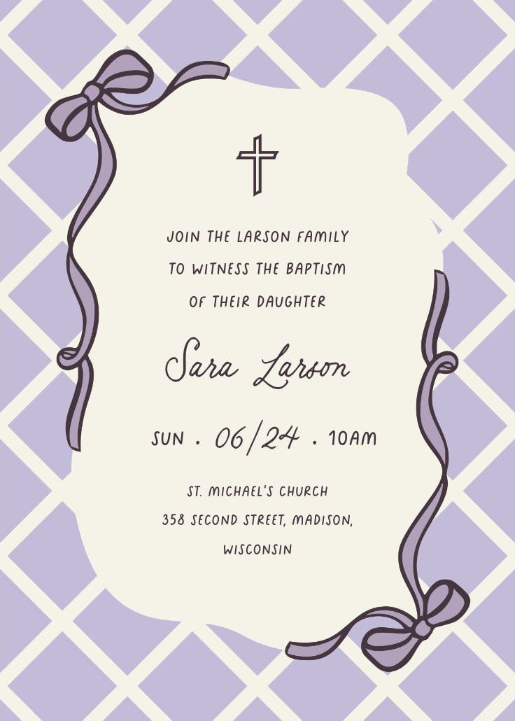 Pink Plaid - Baptism & Christening Invitation Template | Greetings Island