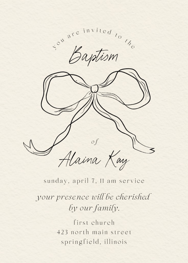 Quirky bow - Baptism & Christening Invitation Template (Free ...