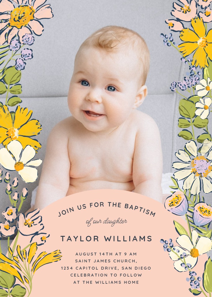 Spring Florals - Baptism & Christening Invitation Template | Greetings ...