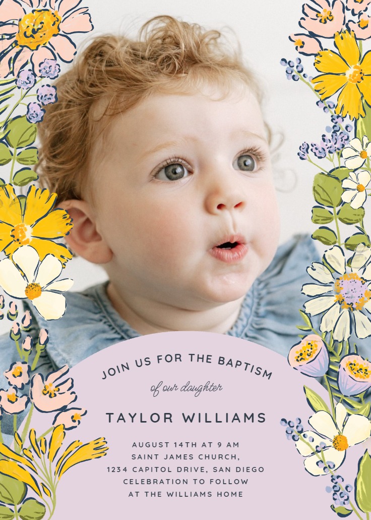Spring Florals - Baptism & Christening Invitation Template | Greetings ...