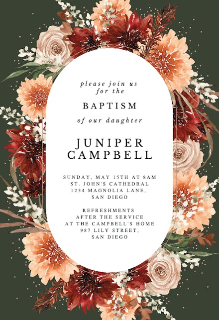 Terracotta Round Frame - Baptism & Christening Invitation Template ...