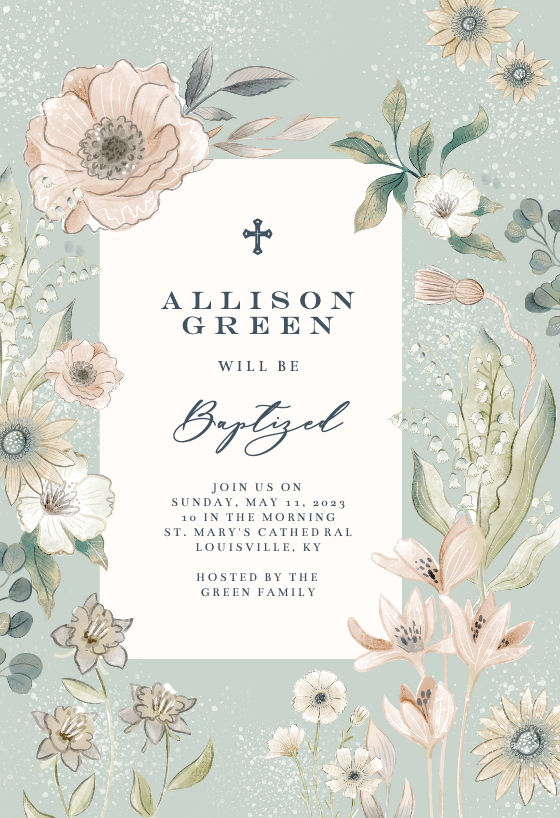 Fall Floral Arch - Baptism & Christening Invitation Template ...