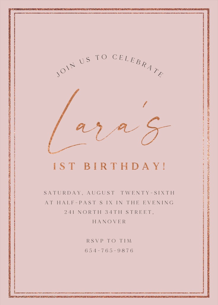 Classy 1 - 1st Birthday Invitation Template (Free) | Greetings Island