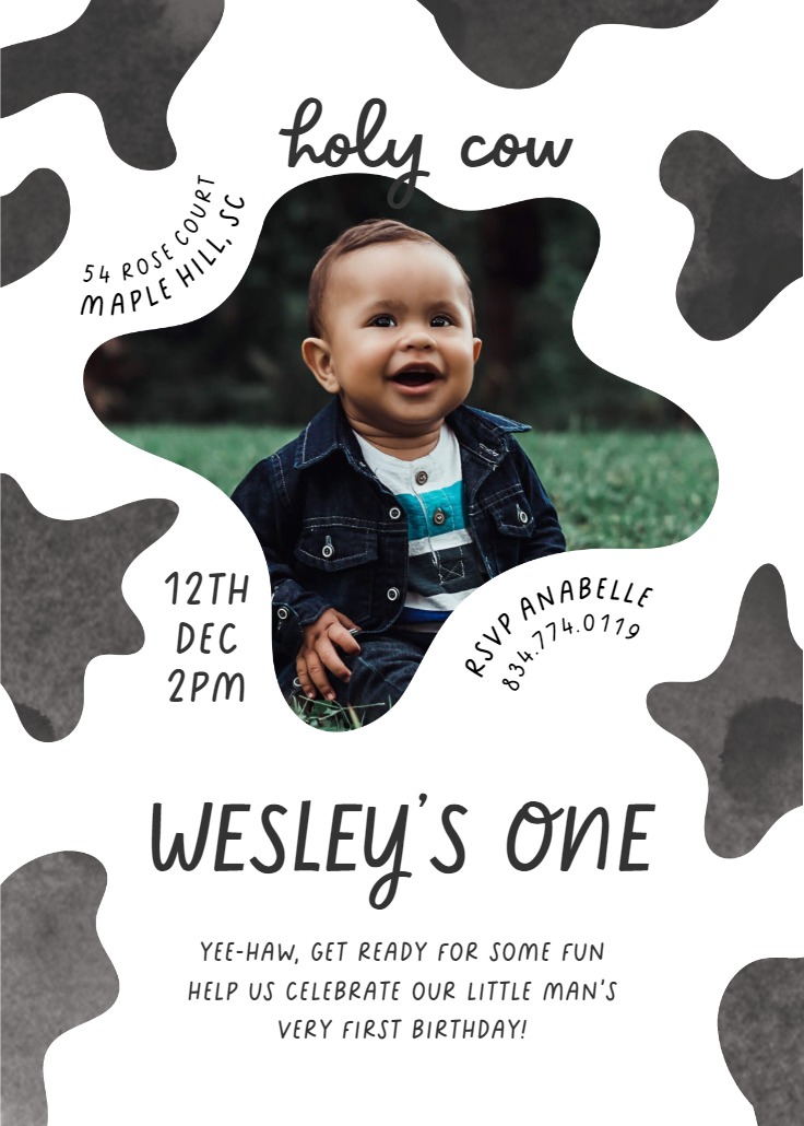 Little Roundup - 1st Birthday Invitation Template (Free) | Greetings Island