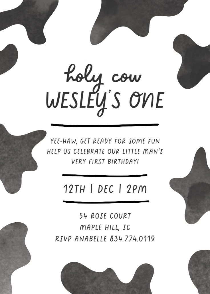 Little Roundup - 1st Birthday Invitation Template (Free) | Greetings Island