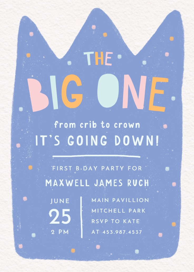 Big One - Birthday Invitation Template (Free) | Greetings Island