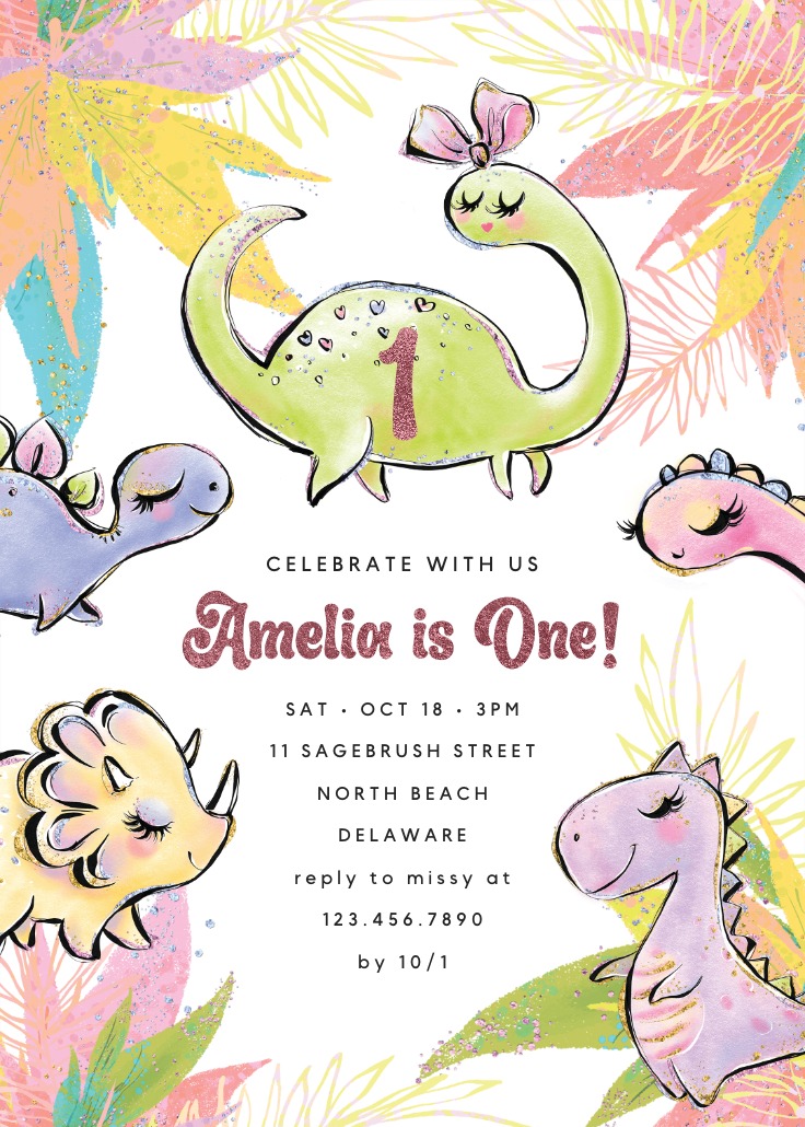 Cute-o-sauruses - 1st Birthday Invitation Template (Free) | Greetings ...