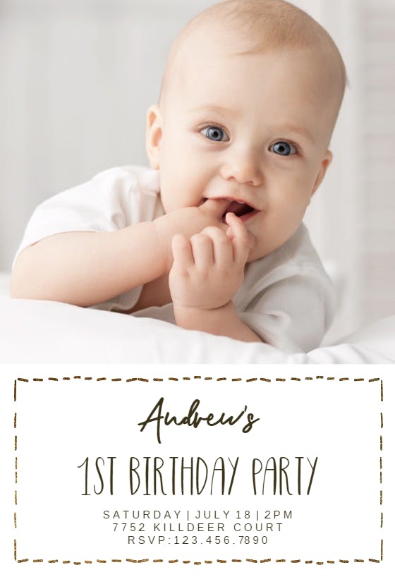 Dotted Border - Birthday Invitation Template (Free) | Greetings Island