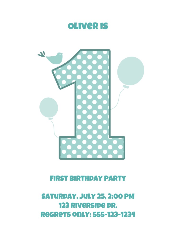 Dotted Digit 1 - 1st Birthday Invitation Template (Free) | Greetings Island