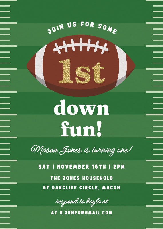 First Down Fun - Birthday Invitation Template (Free) | Greetings Island