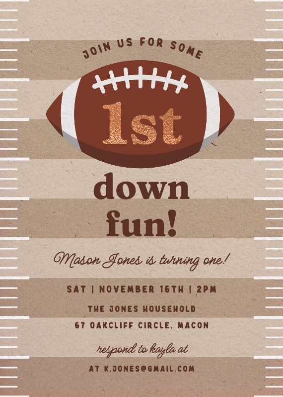 First Down Fun - Birthday Invitation Template (Free) | Greetings Island