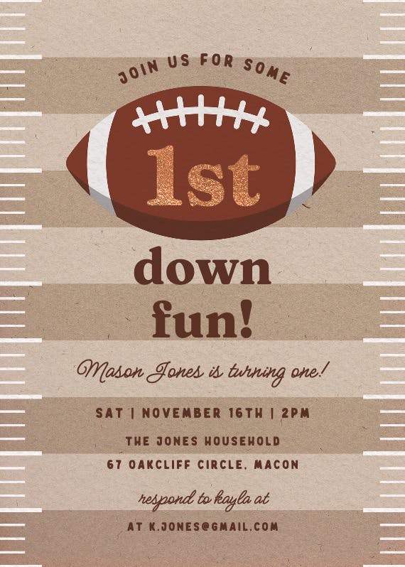 First Down Fun - Birthday Invitation Template (Free) | Greetings Island