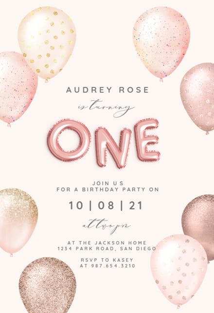 Foil And Glitter Balloons Birthday Invitation Template Greetings Island