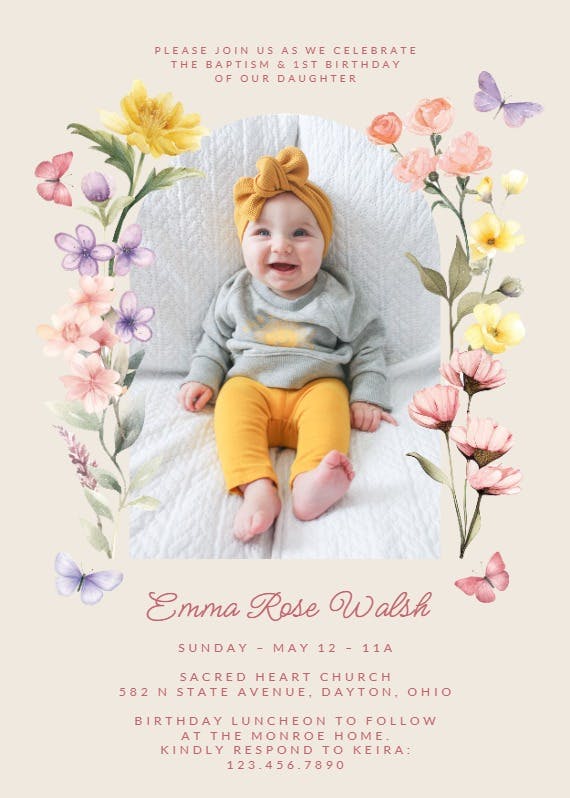 Gracious Gift - 1st Birthday Invitation Template (Free) | Greetings Island