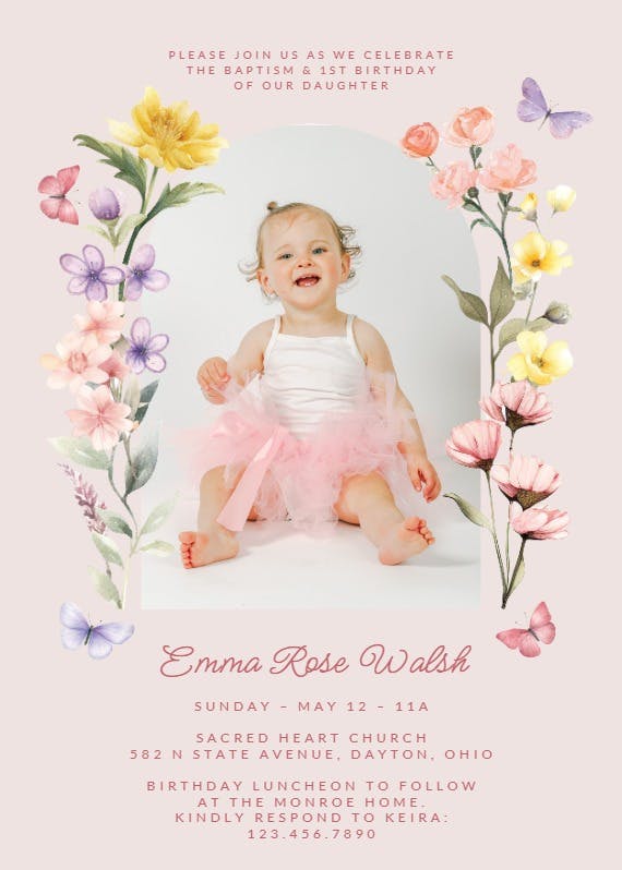 Gracious Gift - 1st Birthday Invitation Template (Free) | Greetings Island