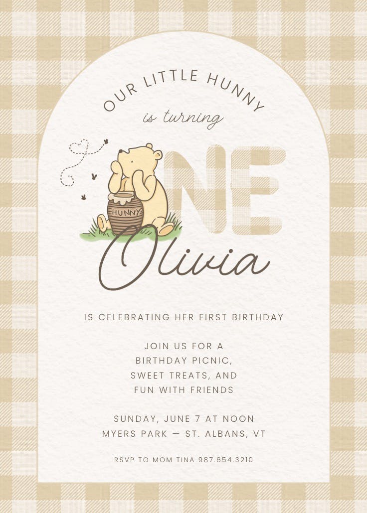 Hunny Pot - 1st Birthday Invitation Template | Greetings Island