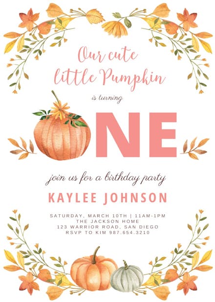 Little Pumpkin - Birthday Invitation Template | Greetings Island