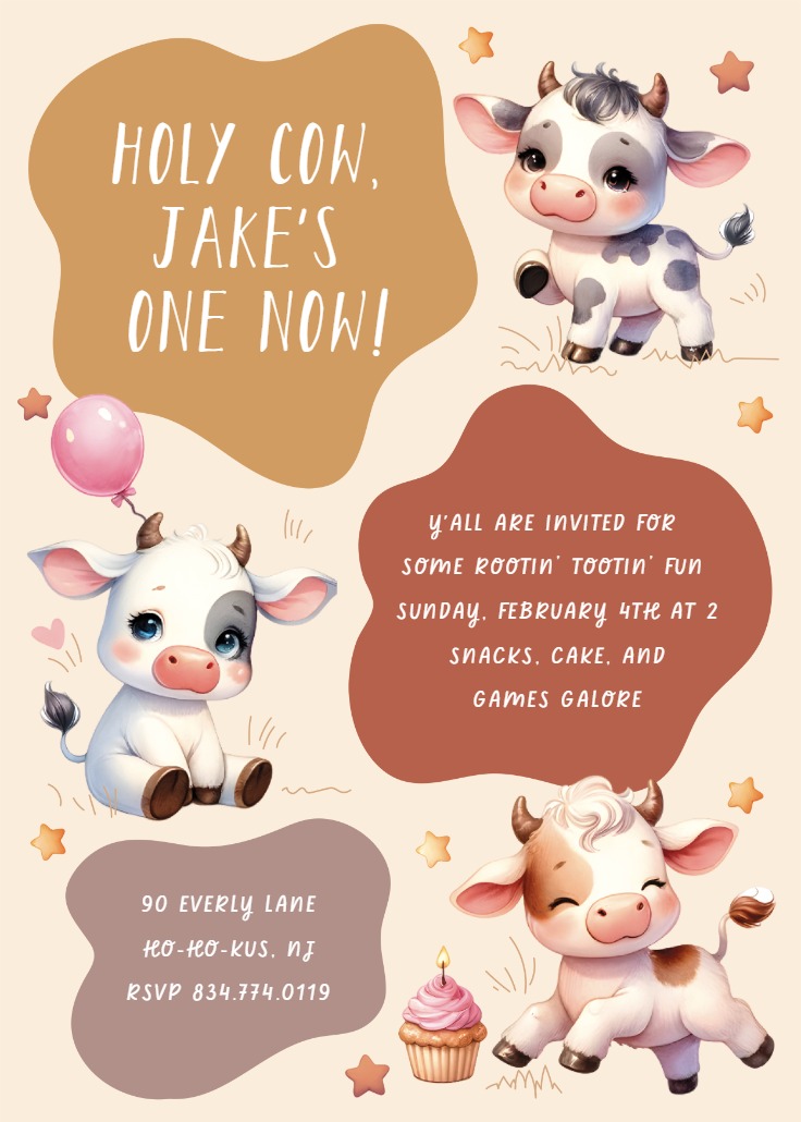 Little Roundup - 1st Birthday Invitation Template (Free) | Greetings Island