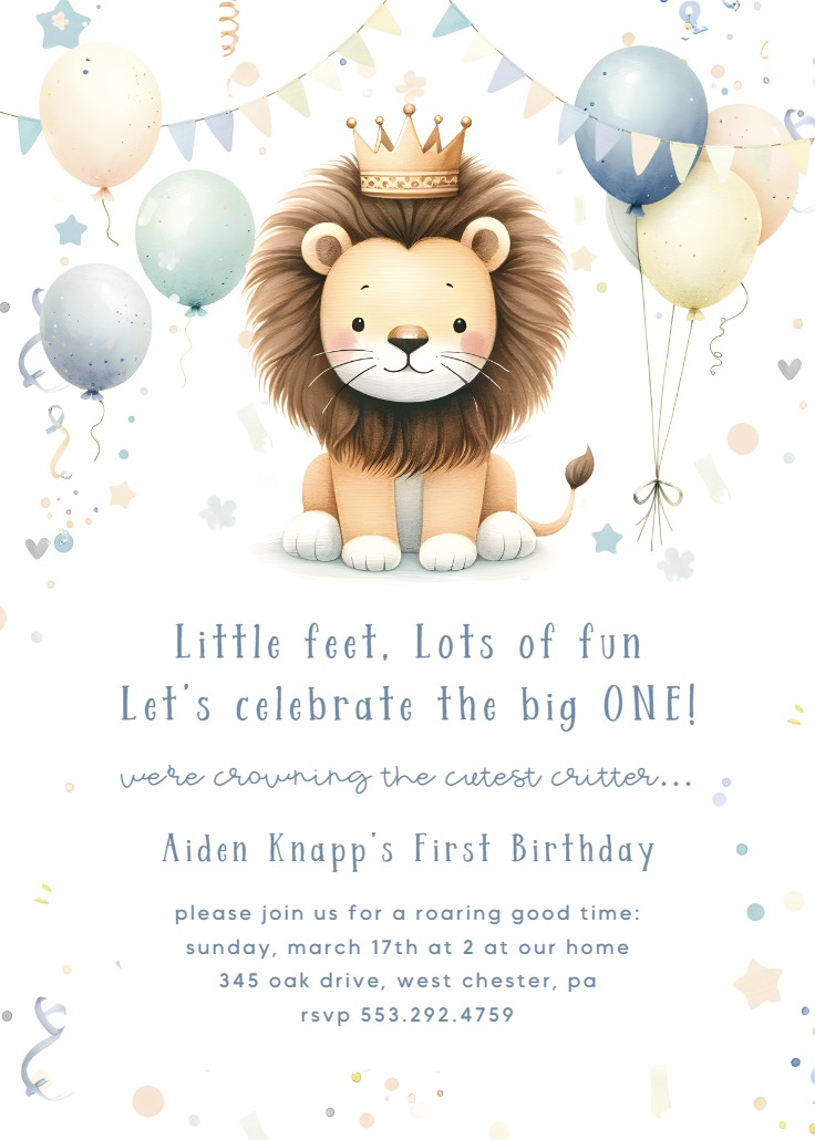 One Cute Critter - 1st Birthday Invitation Template | Greetings Island