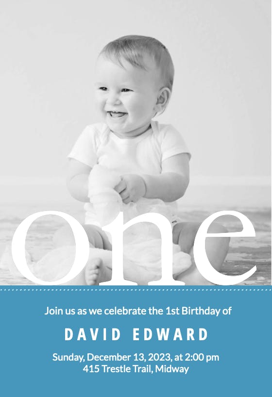 One Year Photo - Birthday Invitation Template (Free) | Greetings Island