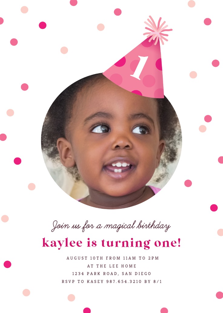 Party Hat - 1st Birthday Invitation Template (Free) | Greetings Island