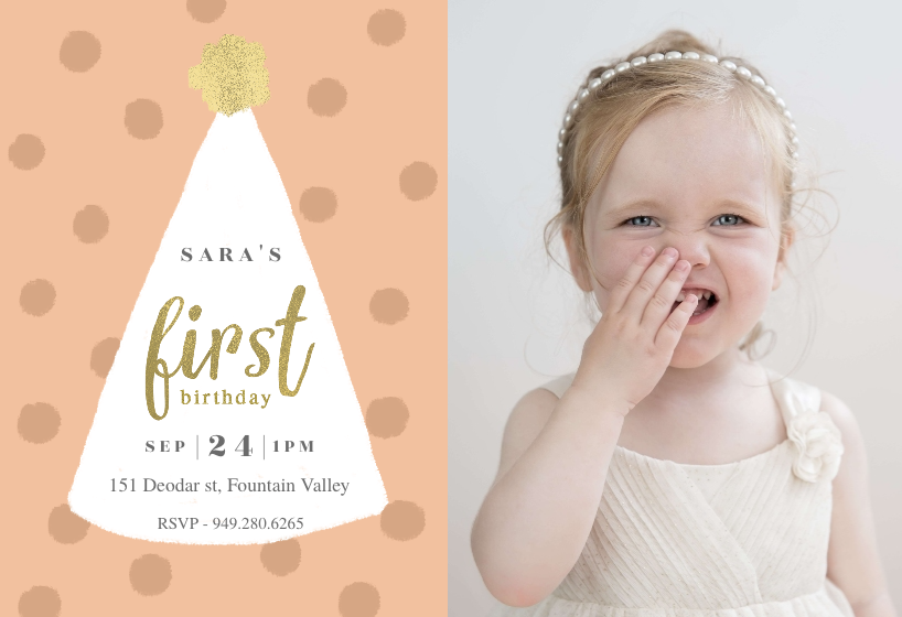 Party hat - 1st Birthday Invitation Template (Free) | Greetings Island