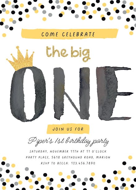 Royal One - Printable Birthday Invitation Template (Free) | Greetings ...