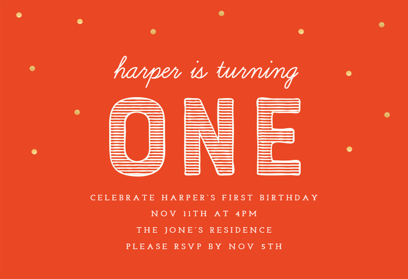 Sparkling One - Birthday Invitation Template (Free) | Greetings Island