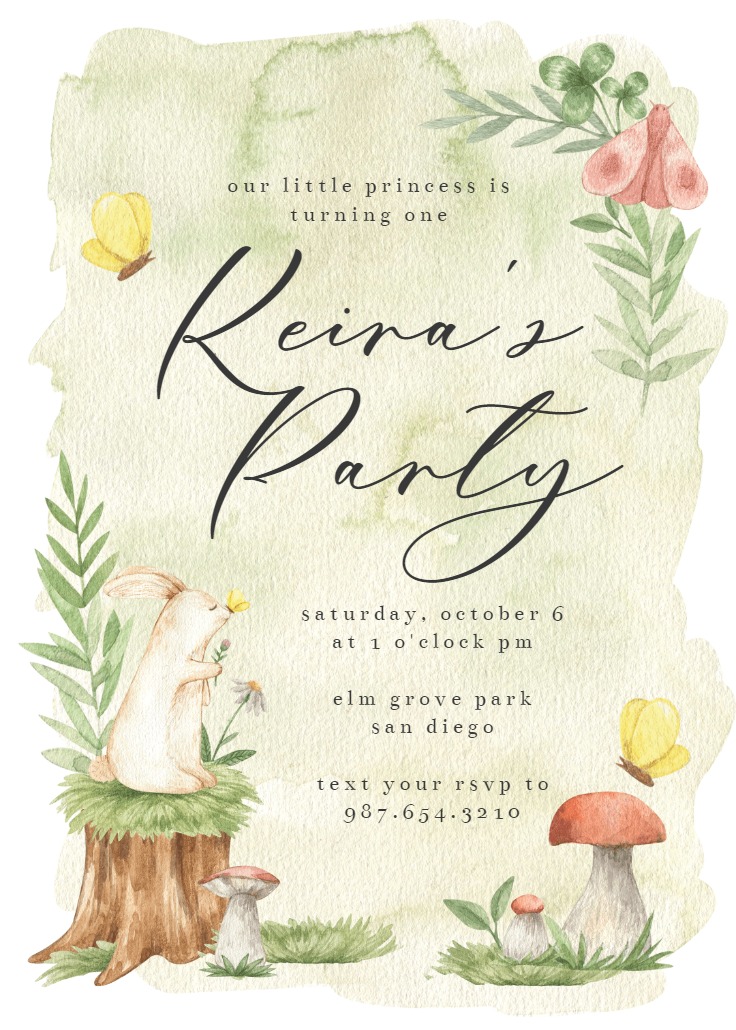 Summer Forest - 1st Birthday Invitation Template | Greetings Island
