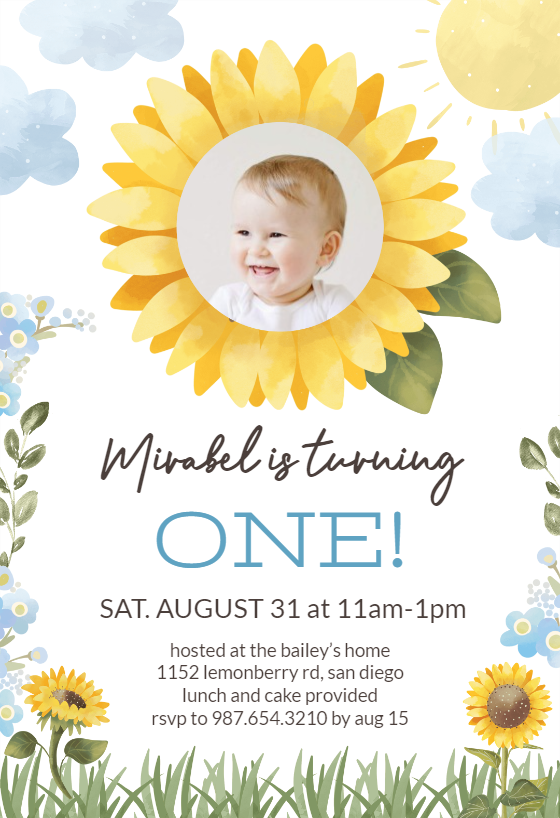 Sunflowers - Birthday Invitation Template (Free) | Greetings Island