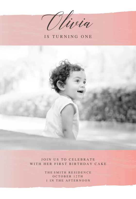 One Year Photo - Birthday Invitation Template (Free) | Greetings Island