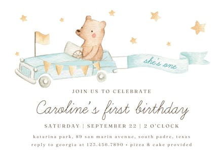 Tiny Driver - Birthday Invitation Template (Free) | Greetings Island