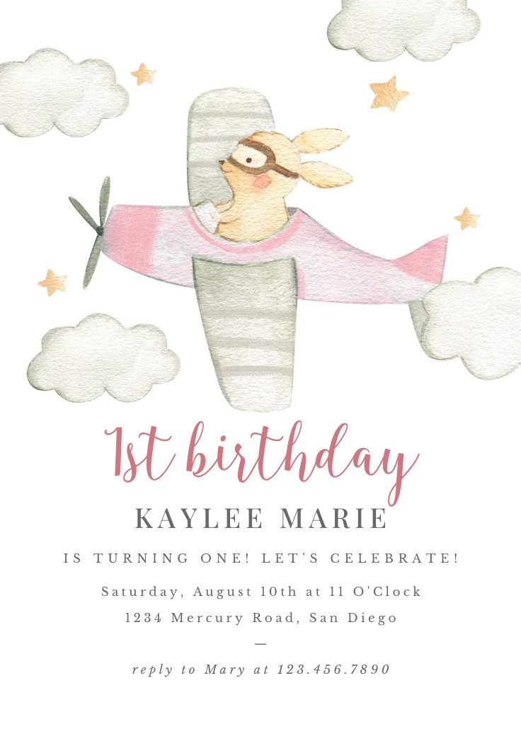 Tiny pilot - 1st Birthday Invitation Template | Greetings Island