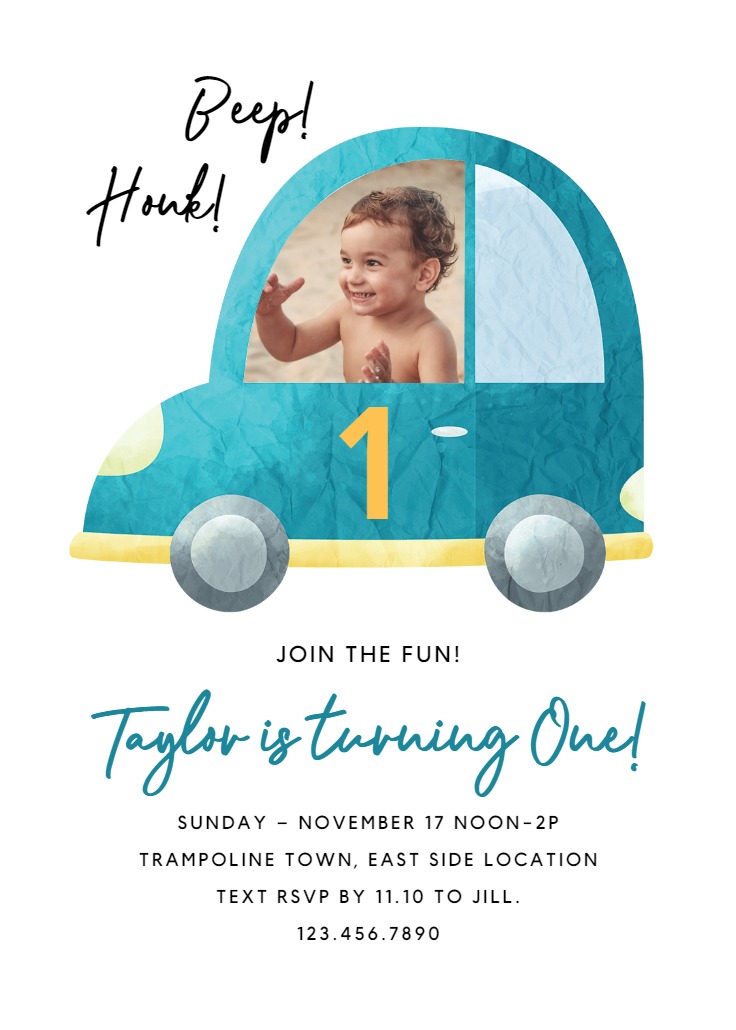 Top Driver - 1st Birthday Invitation Template | Greetings Island