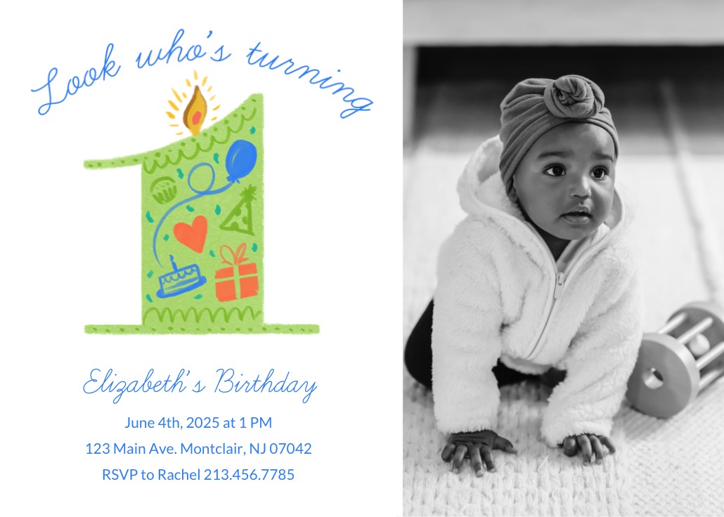Turning 1 - 1st Birthday Invitation Template (Free) | Greetings Island