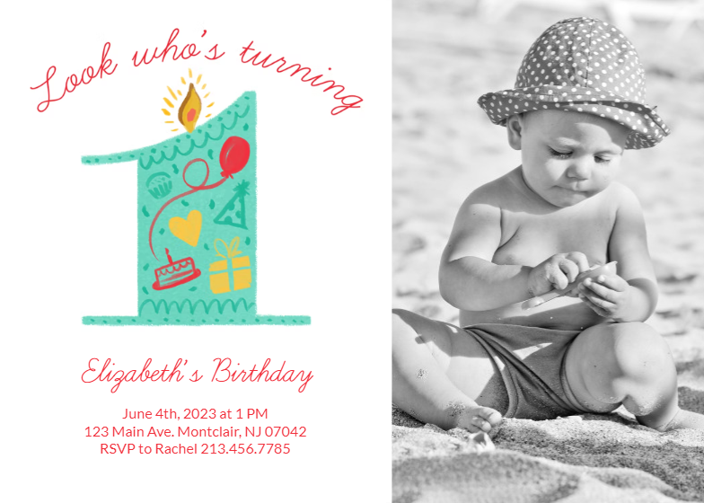 Turning 1 - Birthday Invitation Template (Free) | Greetings Island