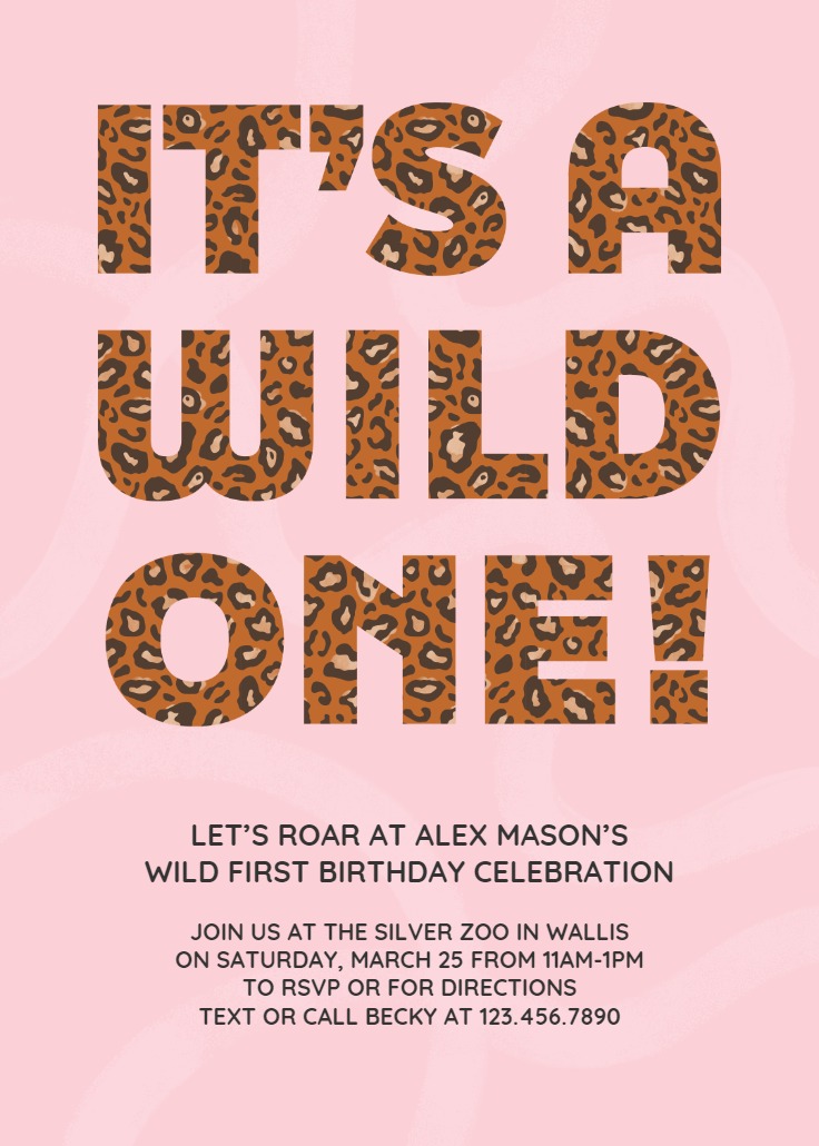 Wild one typo - 1st Birthday Invitation Template (Free) | Greetings Island