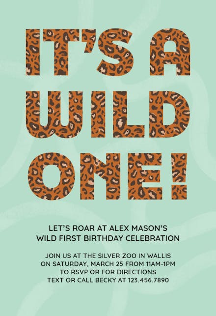 Wild One Typo - Birthday Invitation Template (Free) | Greetings Island