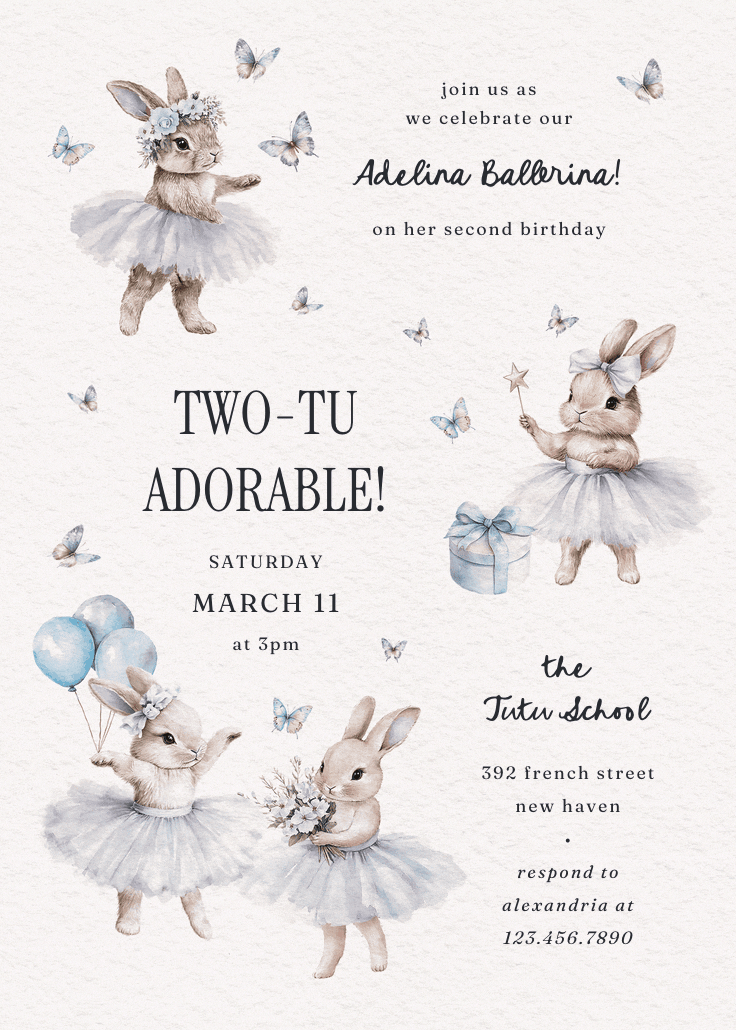 Two Tu - Printable Party Invitation (Free) | Greetings Island