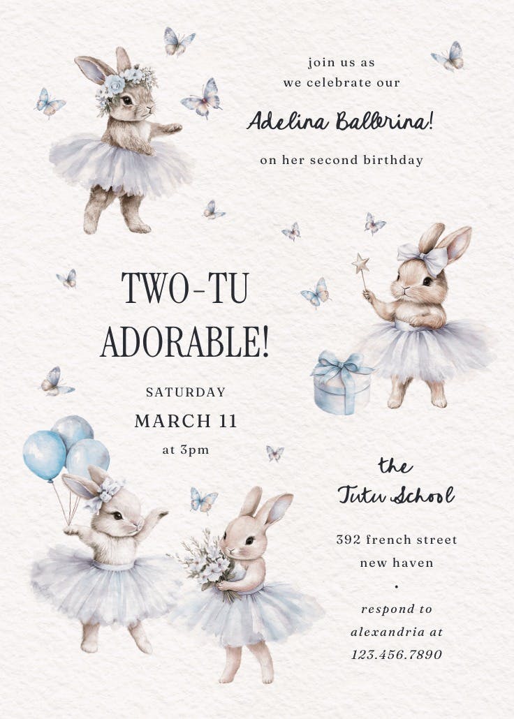 Two Tu - Party Invitation Template (Free) | Greetings Island