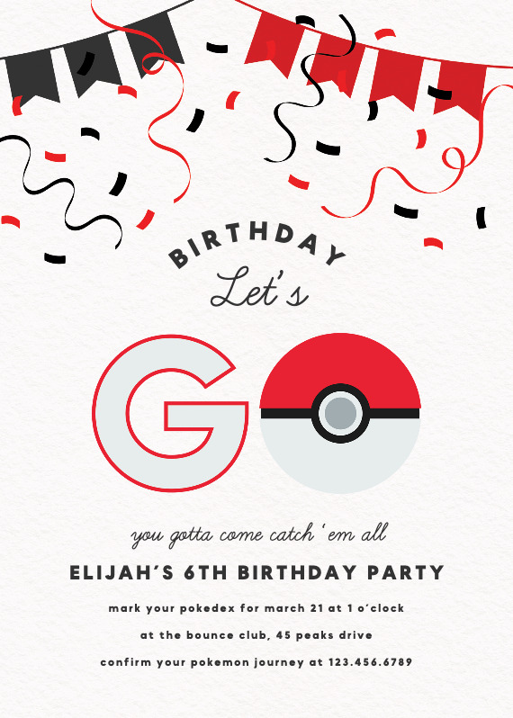 Pokéball - Birthday Invitation Template (Free) | Greetings Island