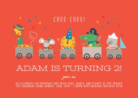 Choo Choo Two - Birthday Invitation Template (Free) | Greetings Island