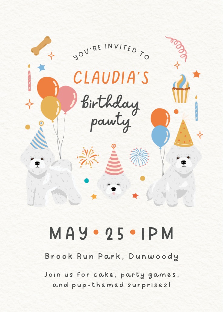 Fluffy fun - Birthday Invitation Template (Free) | Greetings Island