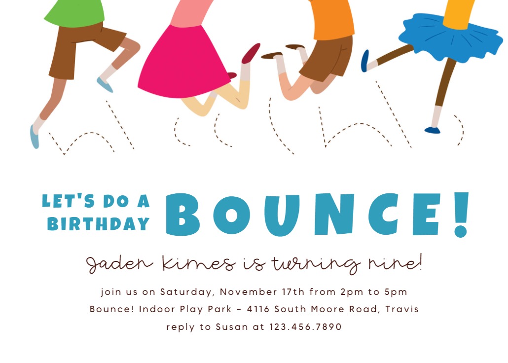 Jump Birthday Party - Birthday Invitation Template (Free) | Greetings ...