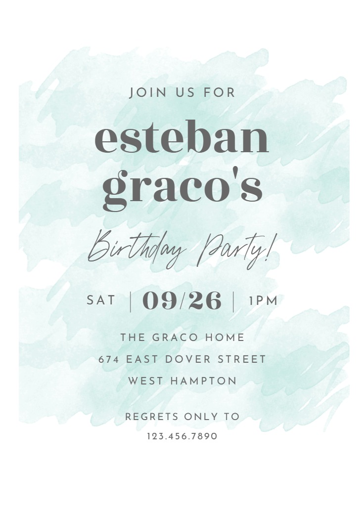 Blue Brushed Background - Birthday Invitation Template (Free ...