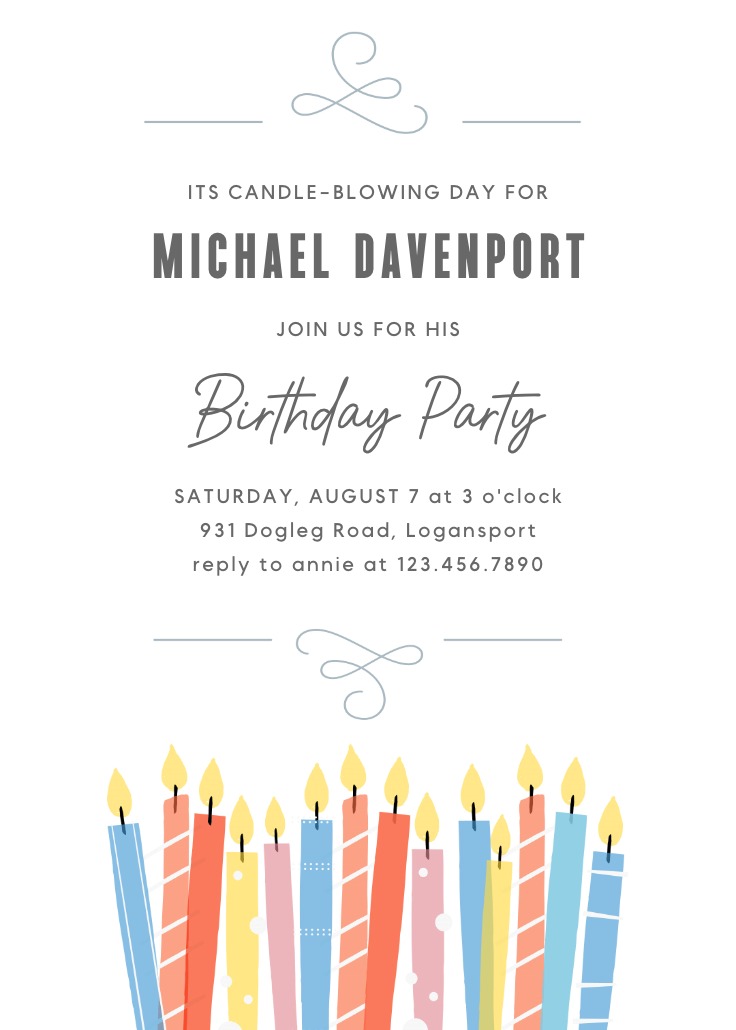 Candle Wishing - Birthday Invitation Template (Free) | Greetings Island
